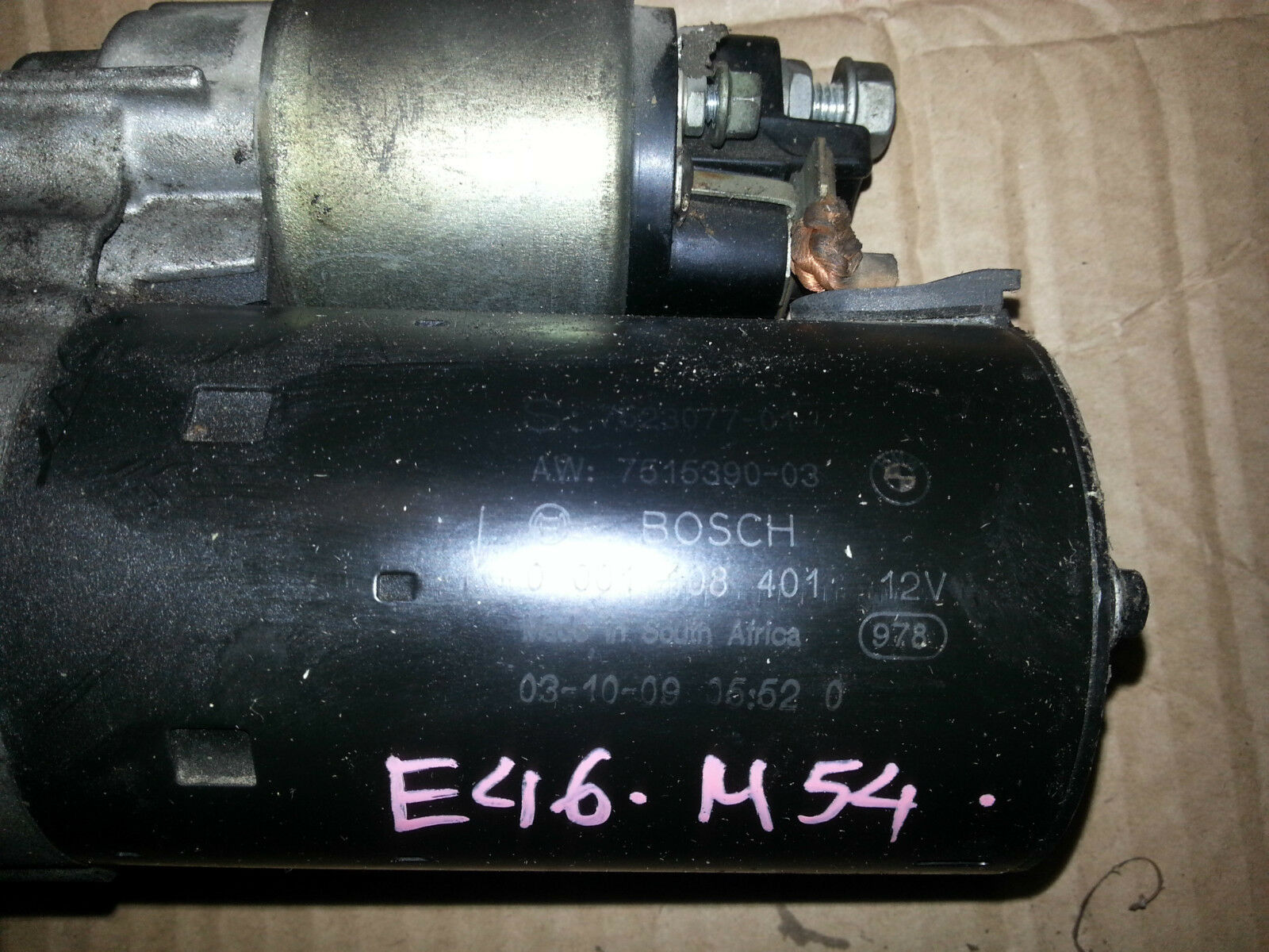 BMM 325i E46 M54 MODEL STARTER MOTOR FITS 2.5 LITRE 6 CYLINDER BOSCH ...