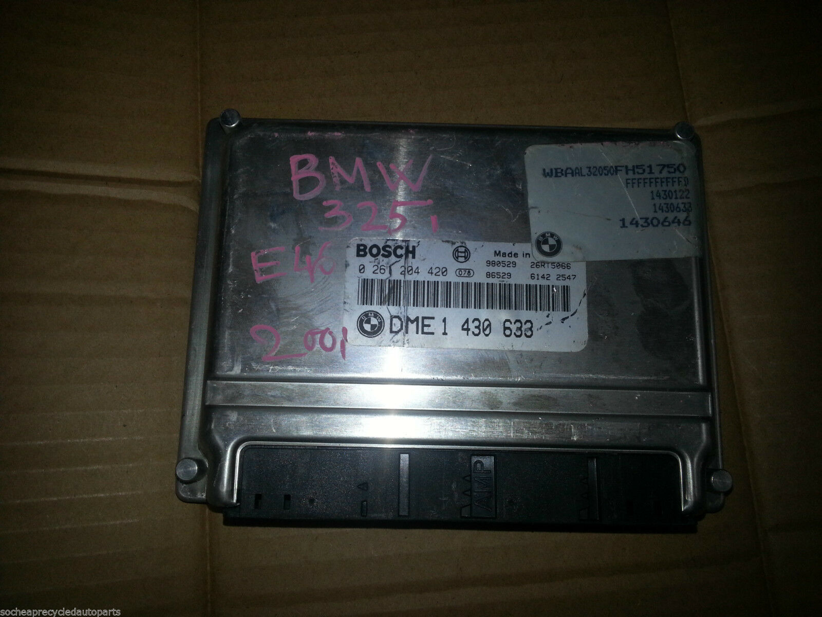 BMW 325i E46 2001 MODEL ECU MODULE BOSCH PART NUMBER 0261204420 DME 1430633 - MELBOURNE BIMMER