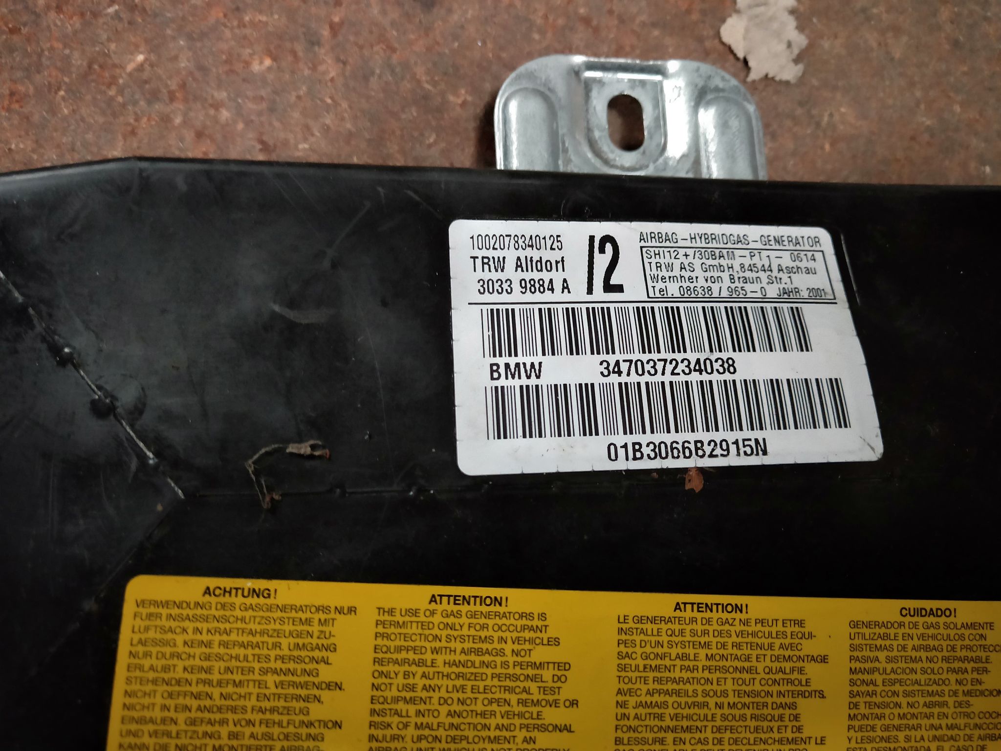 BMW E46 330Ci 3-SERIES RIGHT FRONT RF DOOR AIRBAG FITS 01-05 P/N ...