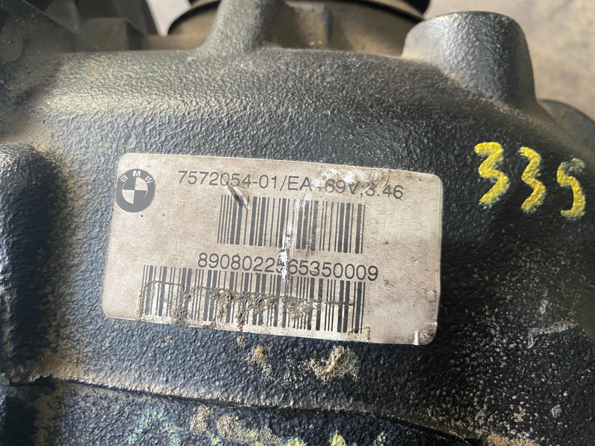 BMW E92 335i REAR DIFFERENTIAL RATIO 3.46 N54 7572054 E93 E90 E87 E88 ...