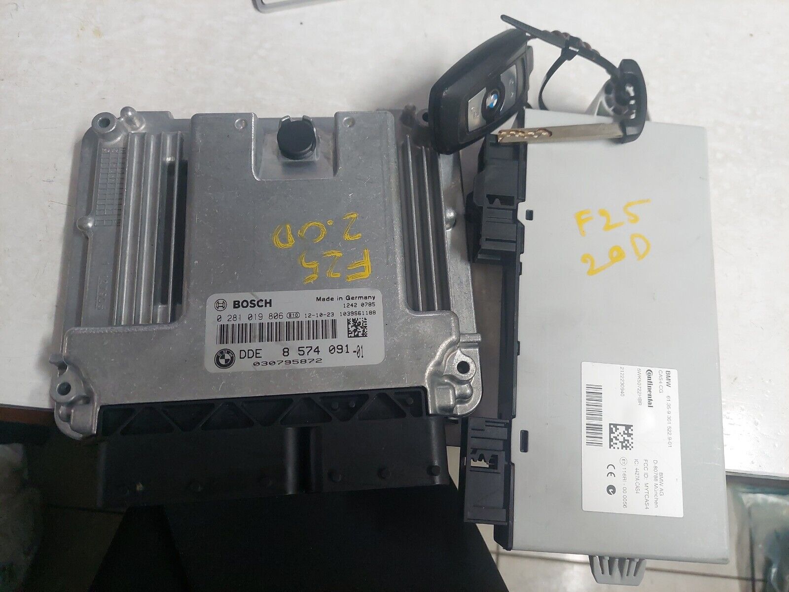 BMW F25 X3 ECU KIT KEY BARREL DDE 8574091 CAS4 CG 2.0D N47 MBF25N47/121 ...