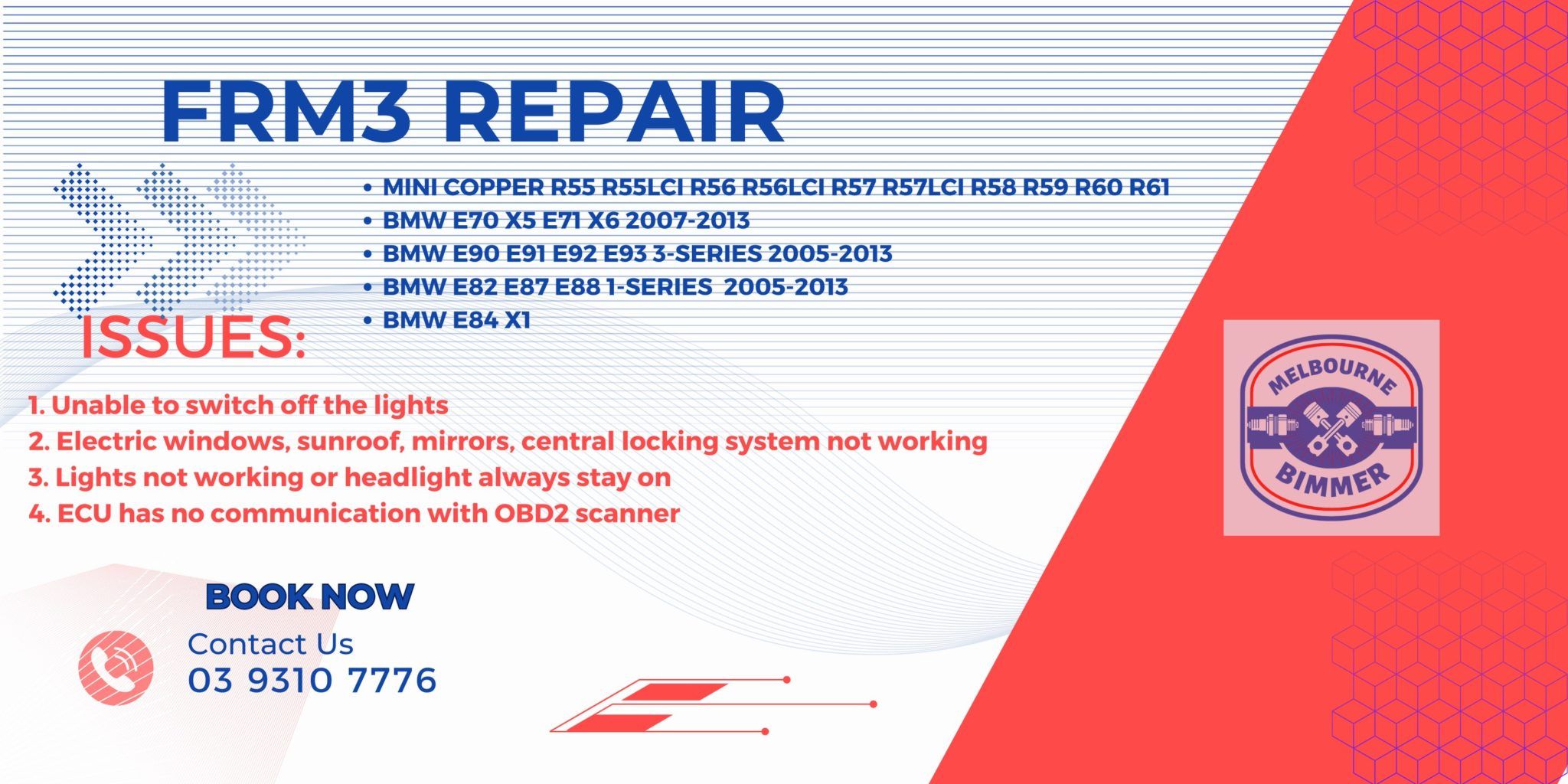 MELBOURNE BIMMER - SPARE PARTS MECHANICAL REPAIR FRM3 TUNING